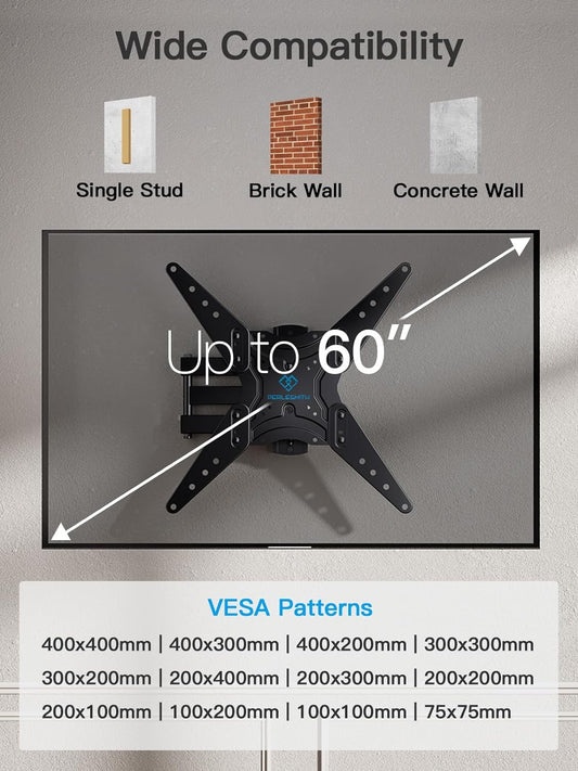 Full Motion TV Wall Mount For 26" To 60" TVs