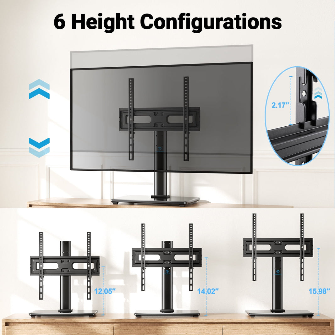Perlesmith Universal Swivel Tabletop TV Stand Fits 32" to 60" TV's, Ma