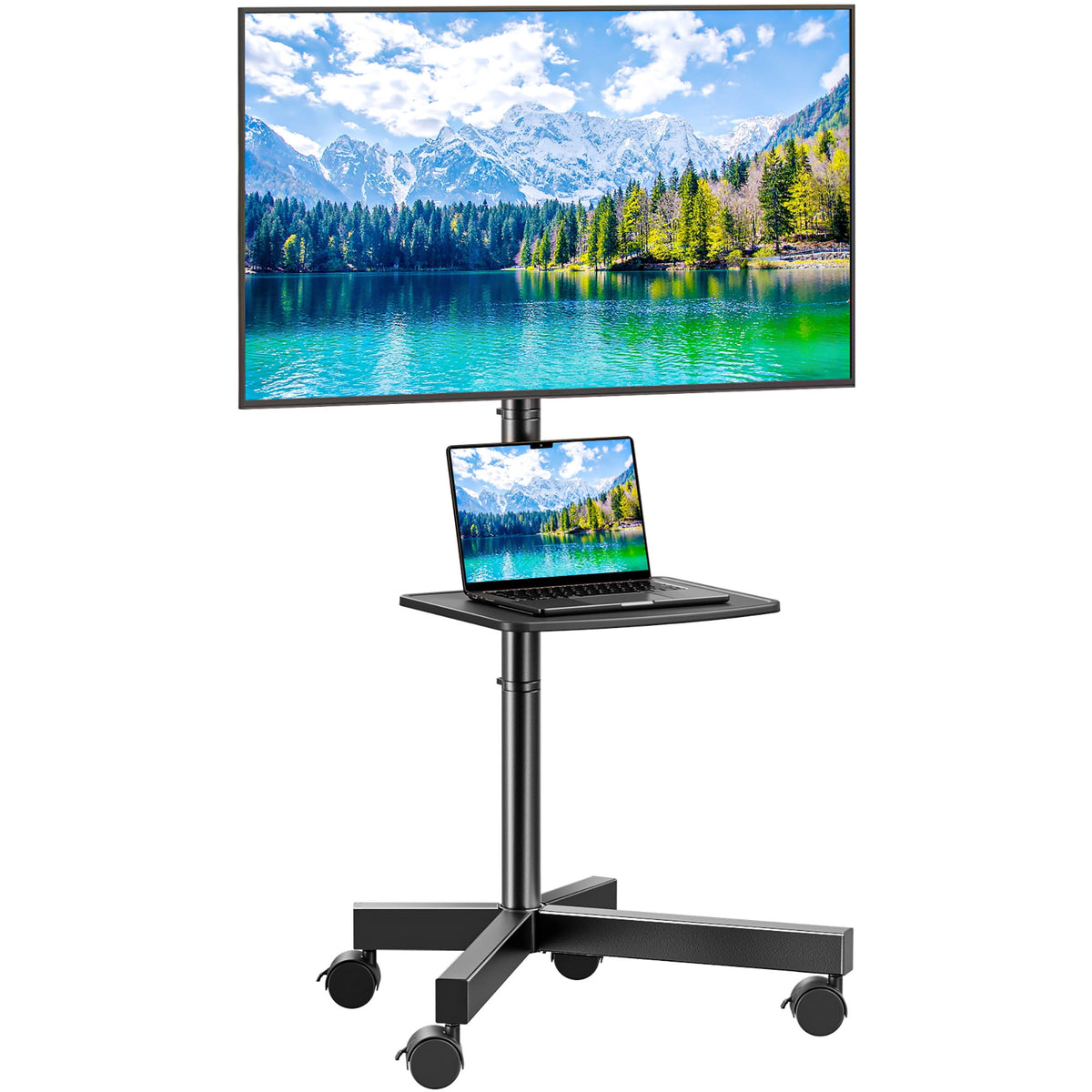 Perlesmith Mobile Rolling TV Stand Cart for 26-65" Flat Panel TVs, Hea