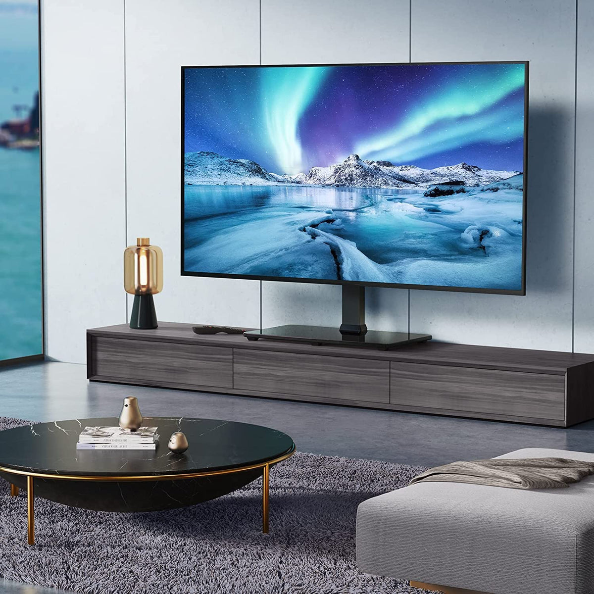 Swivel Tabletop TV Stand For 37" To 75" TVs
