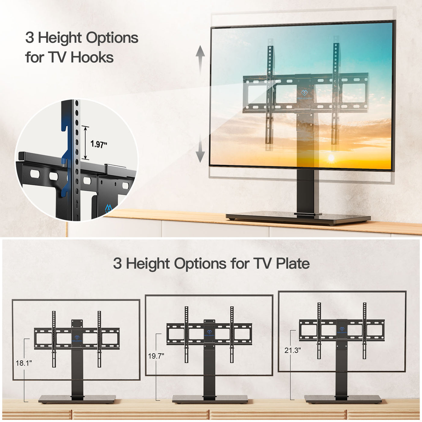 Swivel Tabletop TV Stand For 37" To 75" TVs